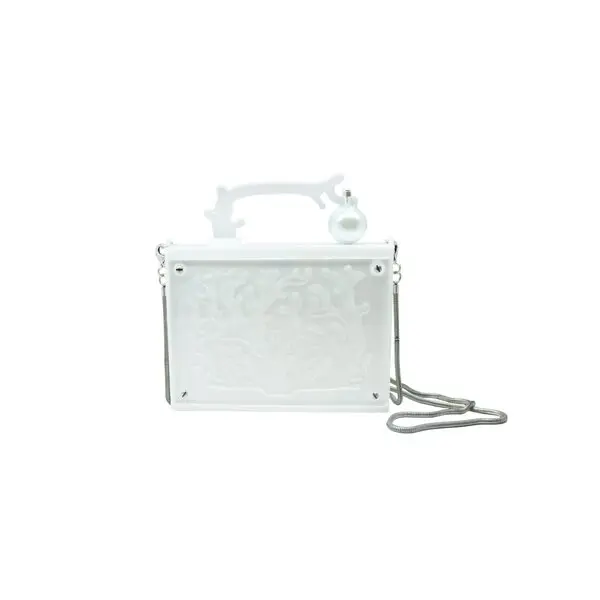 GISSA BICALHO Acrylic Handmade Bag Clutch Coral Branch - White
