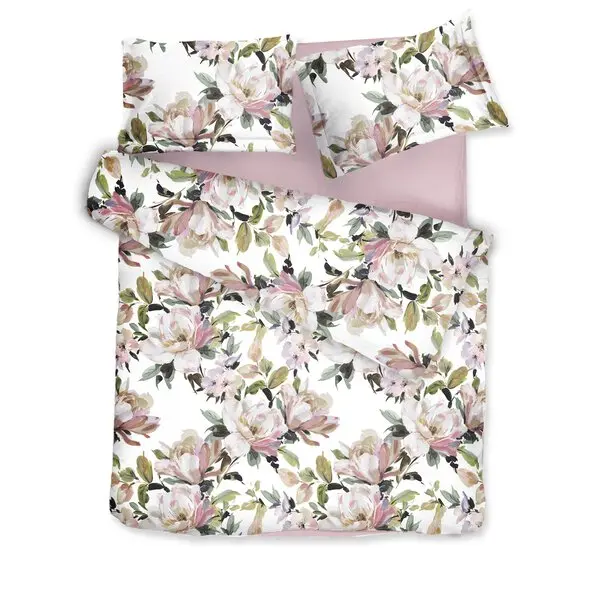 DECOFLUX HOME White / Green Sateen Bed Linen Set Harmony - White/green