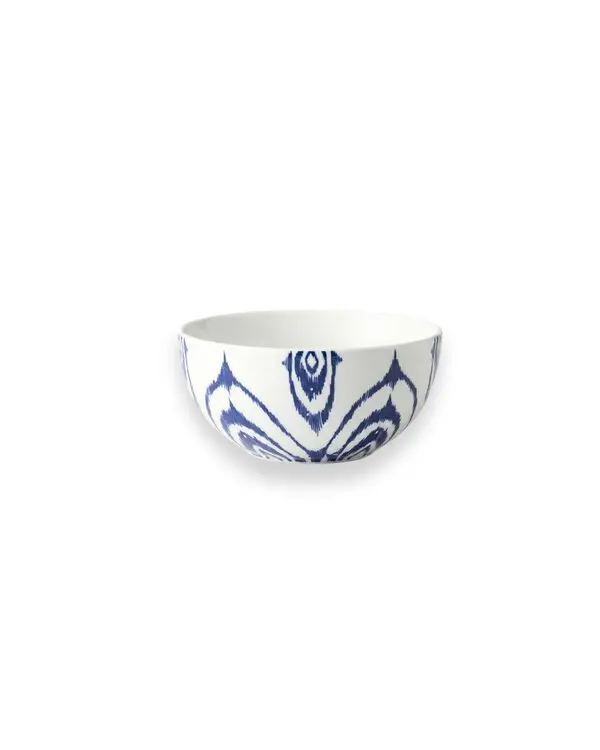 Mojjere Fine Porcelain Salad Bowl White & Design - Blue