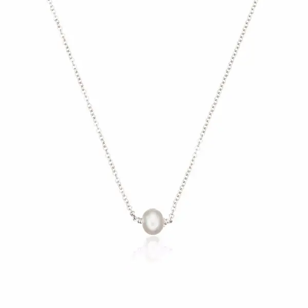 LILY & ROO Sterling Single Pearl Choker - Silver