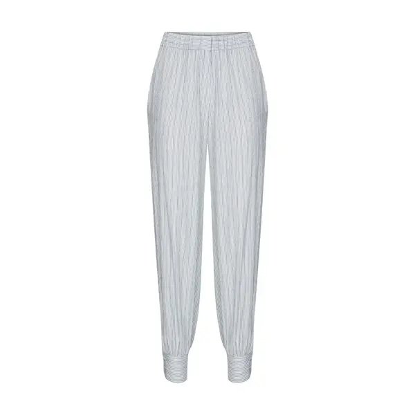 NAZLI CEREN Maith Buttoned Cuffs Cotton Trousers - White