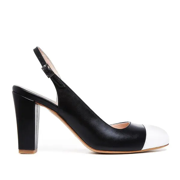 GINISSIMA And White Coco Slingback Shoes - Black