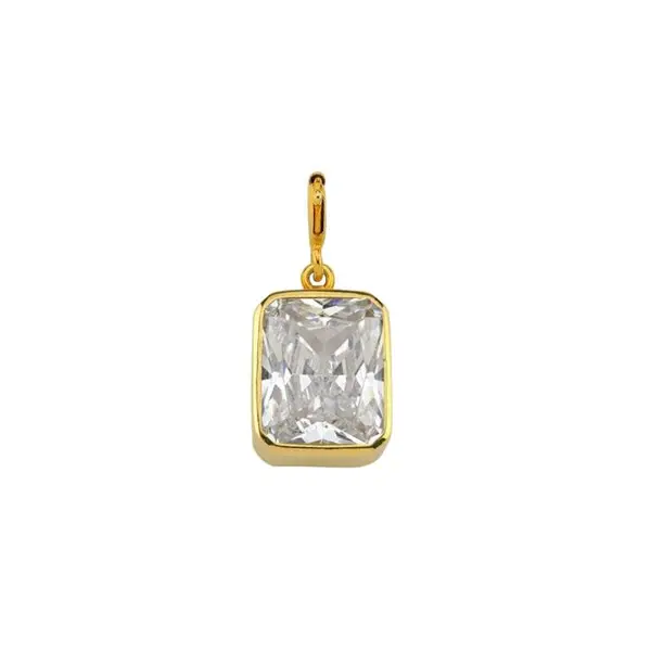 LINYA JEWELLERY Rectangular Crystal Charm - White