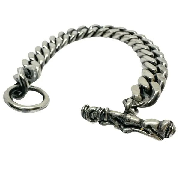 TG-JEWELLERY BY TAMARA GERVASIO Silver / Black Celtic Dog Three Curb Sterling Silver Bracelet - Silver/black