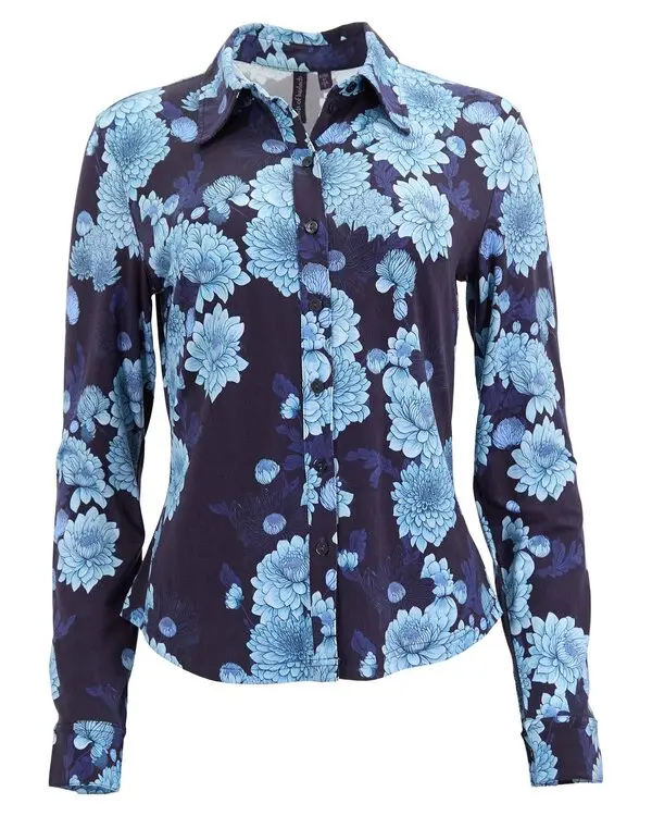 LORDS OF HARLECH Stephanie Serious Floral Shirt Navy - Blue
