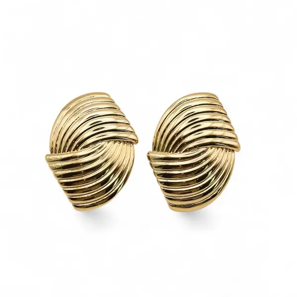 MISS CECILIA Ripple Oversized Ear Studs - Gold