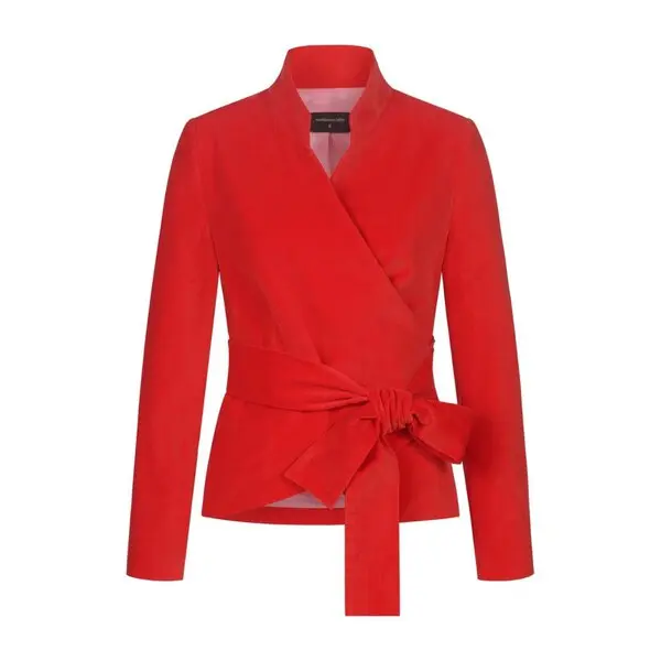MARIANNA DÉRI Velvet Wrap Jacket - Red