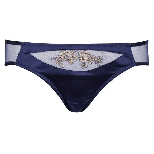 EMMA HARRIS Elsa Silk And Mesh Brief - Blue