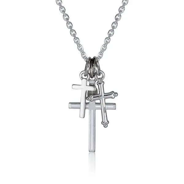 CARTOGRAPHY Trinity Necklace Trio Of Sterling Crosses - Silver