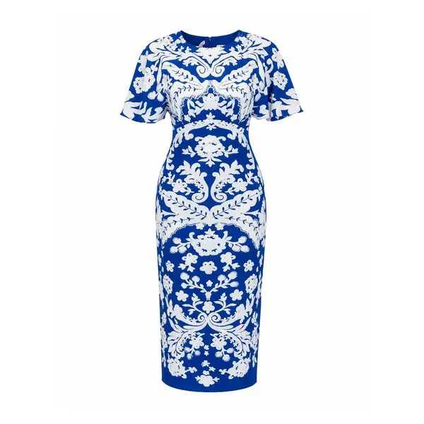 GIRL IN MIND Jocelyn Cobalt & White Midi Dress - Blue/white