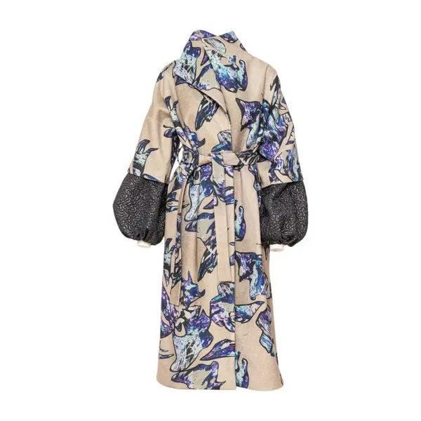 ARTISTA Crystal Overlapped Printed Coat - Blue