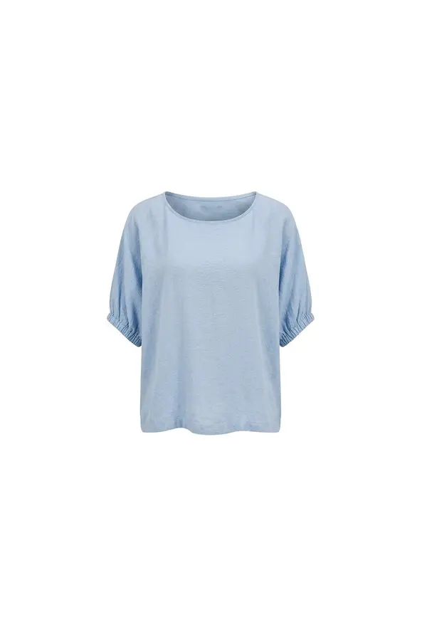 JAMES LAKELAND Relaxed Gathered Sleeve Top – Powder - Blue