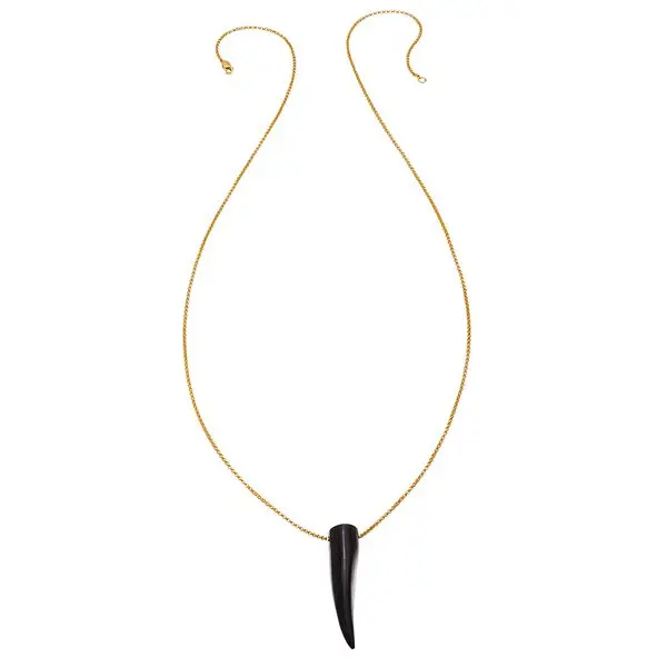 HEATHER HAWKINS Gemstone Horn Rolo Chain Necklace Twenty Four Inches Long Gold-filled Onyx - Black