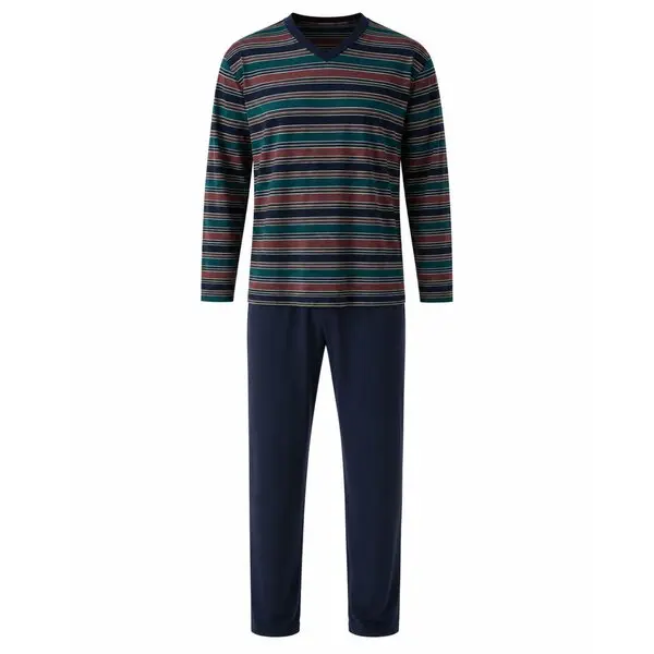 ZD ZERO DEFECTS Long Modal Pyjamas Rugby Striped - Red