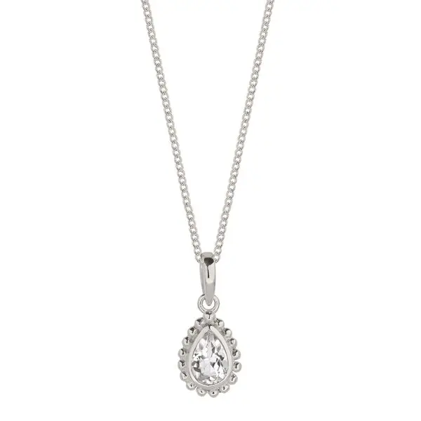 CHARLOTTE'S WEB JEWELLERY White / Silver April Birthstone Sterling Silver Necklace White Topaz - White/silver