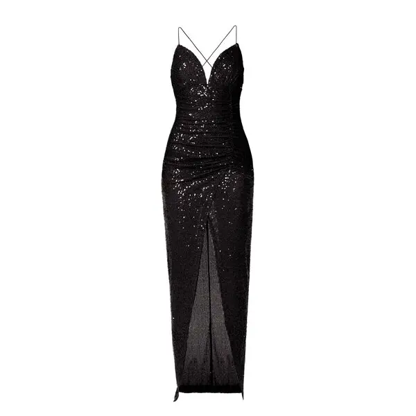 AGGI BY HALEWSKI Ailish Obsidian Sequin Maxi Dress - Black