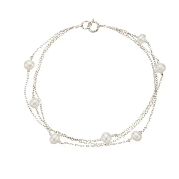 LILY & ROO Sterling Layered Pearl Bracelet - Silver