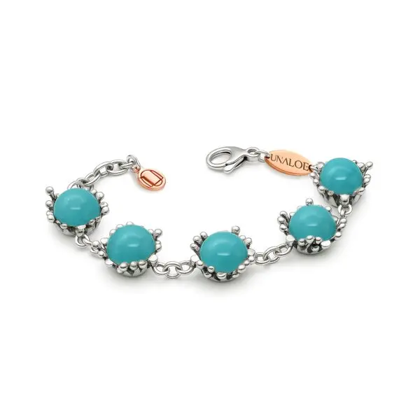 UNALOE Silver / Blue Ribes Amazonite Bracelet In Sterling Silver – Handmade Italian Jewelry Inspired Nature - Silver/blue