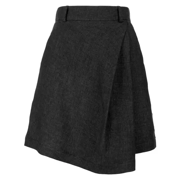 JANA COSHÈ Olive Linen Skort With Asymmetric Wrap Front - Black