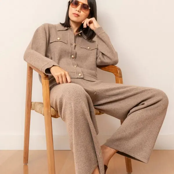 BEL CASHMERE Erin Cashmere And Wool Tan Pants - Brown