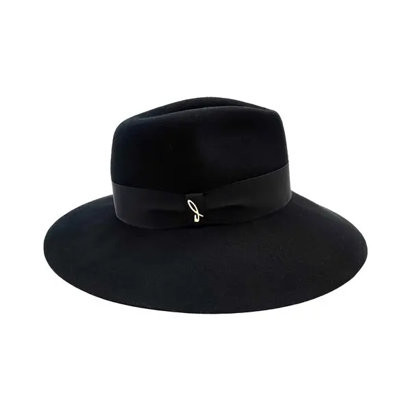 DORIA 1905 Wool Felt Wide Brim Drop Hat - Black