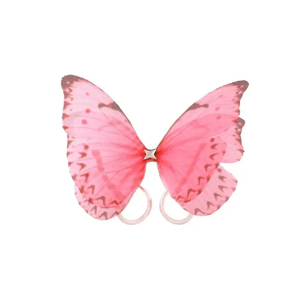 Oana Savu Pink / Silver Hot Summer Pink Adjustable Silk Butterfly Ring Sterling Silver Fairy Wings - Pink/silver