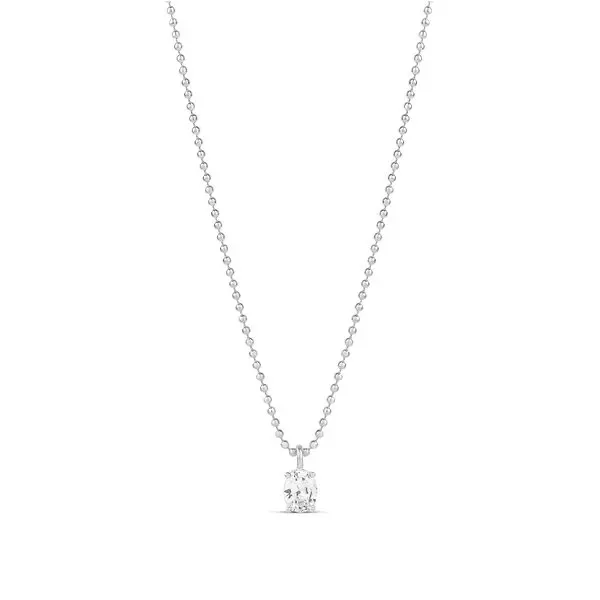 SHYMI Fancy Shape On A Beaded Ball Chain Oval - Silver