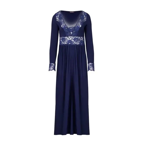 OH!ZUZA NIGHT&DAY Maxi Viscose Nightgown Navy - Blue