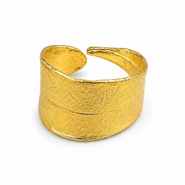 MOTHER NATURE JEWELRY Olive Leaf Ring, Handmade Statet Jewelry Adjustable Band - Gold