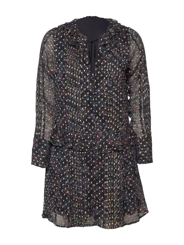 ROSE & NANCY Gold / Black Tara Black Star Print Metallic Polka Dot Mini Dress - Gold/black