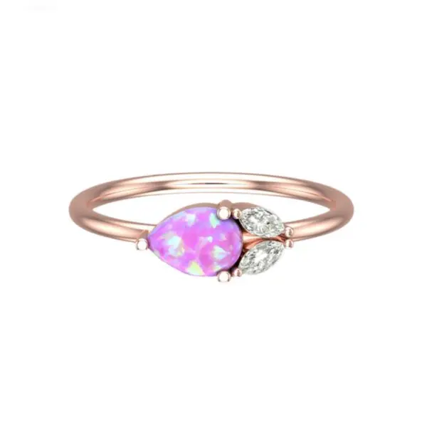 LA KAISER Rose Pink Opal Leaflet Ring