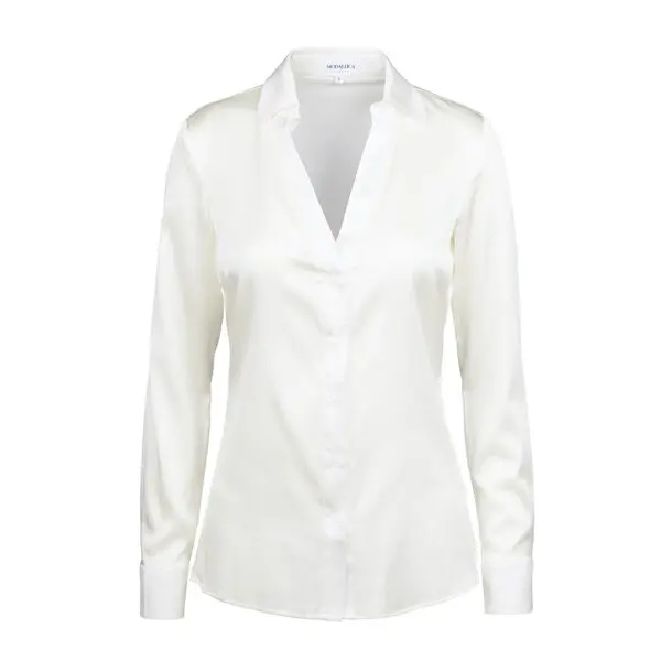 MODALLICA Cora Organic Peace Silk Fitted Shirt With Open Cleavage