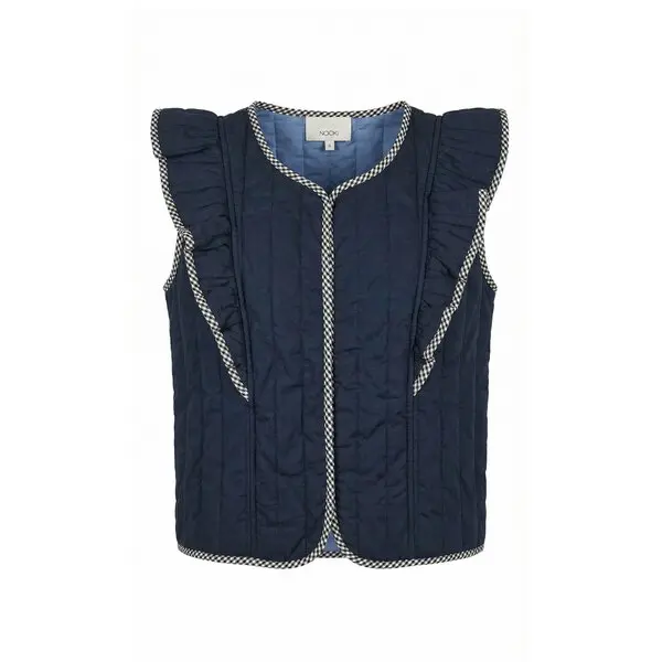 NOOKI DESIGN Aster Padded Frill Gilet Dark Navy - Blue