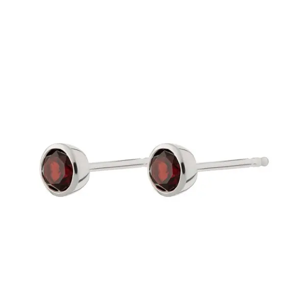 LILY CHARMED Silver / Red January Birthstone Earrings Garnet - Silver/red