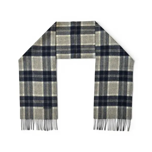 LOOM & COVE Silver Bannockbane 100% Lambswool Tartan Scarf - Grey