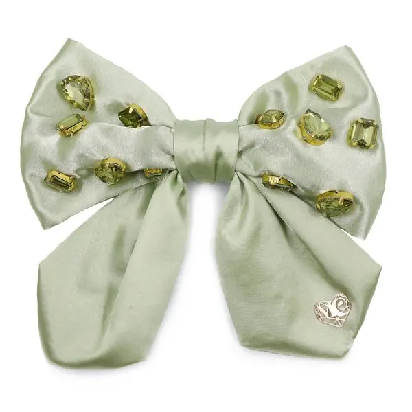 MISS CICCONI Sofia Silk Bow Hair Clip Olive - Green