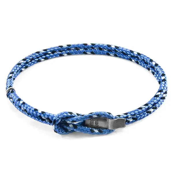 ANCHOR & CREW Think Ocean Signature Silver & Rope Bracelet - Blue