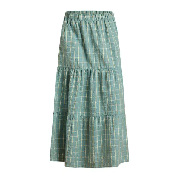 KNOWN SUPPLY Tiered Checkered Skirt Haylea Mermaid/blonde - Blue