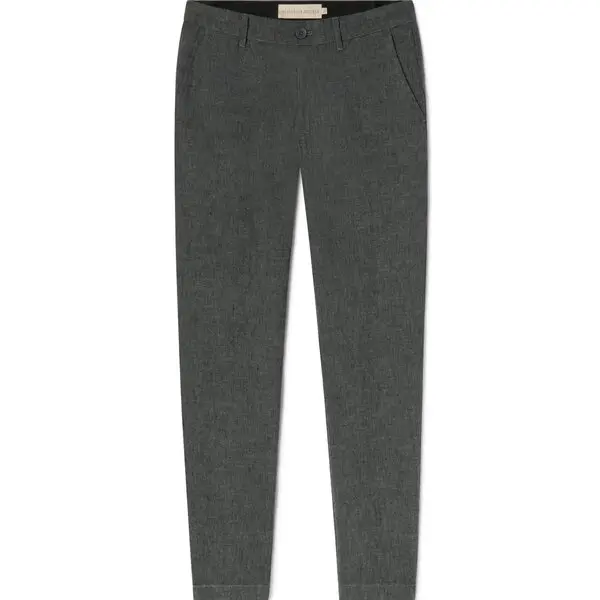 WESTON JON BOUCHER Havana Comfort Linen Slim Pants Charcoal Pebble Thirty-one Inseam Length - Grey