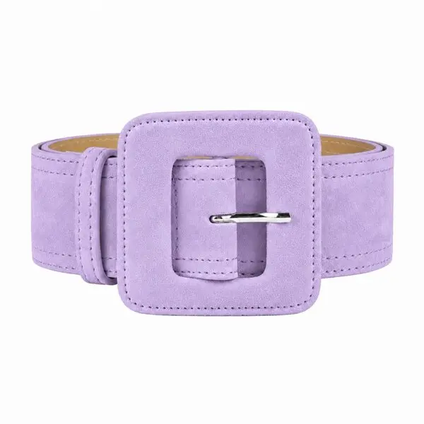 BELTBE Suede Square Buckle Belt - Purple