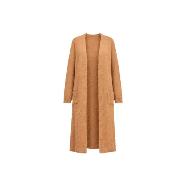 TANTRA SPAIN SL Long Kitted Cardigan With Pockets - Brown