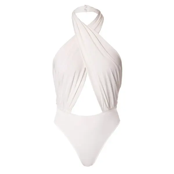 AGGI BY HALEWSKI Liv Off Body Suit With Open Back - White