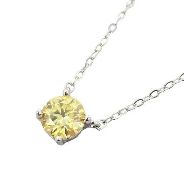 HARFI Citrine Moissanite Crystal Sterling Necklace - Silver