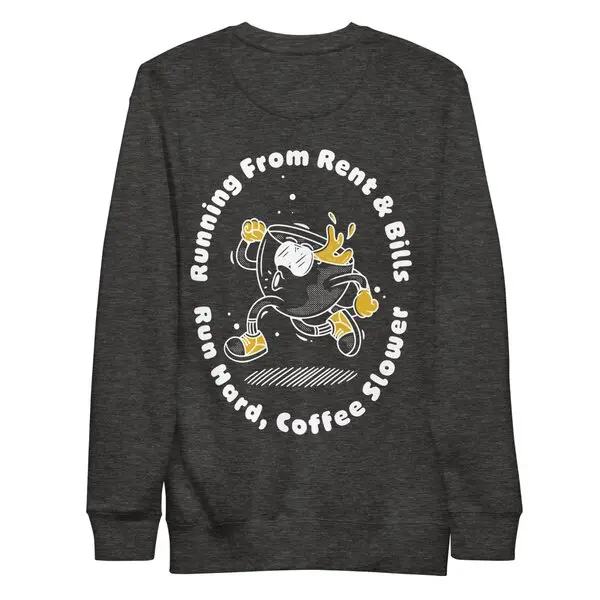 ANCHOR & CREW Heather Gustatory Coffee Over Bills Cotton Blend Embroidered Sweatshirt - Black
