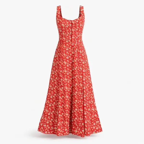 ROSE & NANCY Philippa Floral Print Midi Dress - Red