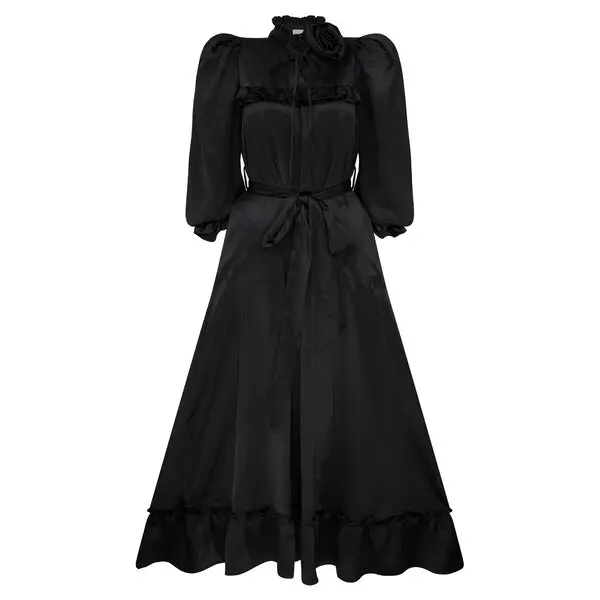 LISA THE LABEL Le Jardin Long Plumerella Dress - Black