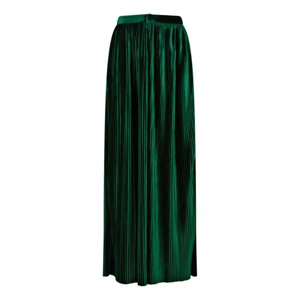 BOUTIQUE KAOTIQUE Loose High Waisted Velvet Trousers - Green