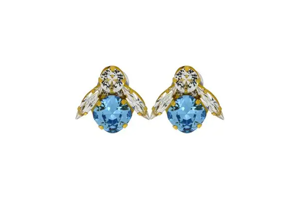 VICKISARGE The Big Bee Earrings In Gold Clip - Blue