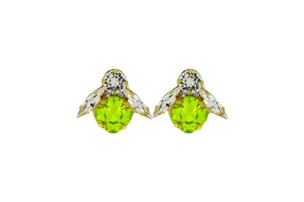 VICKISARGE The Big Bee Earrings In Gold Clip - Green
