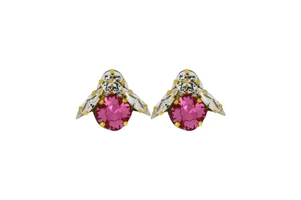 VICKISARGE The Big Bee Earrings In Gold Clip - Pink